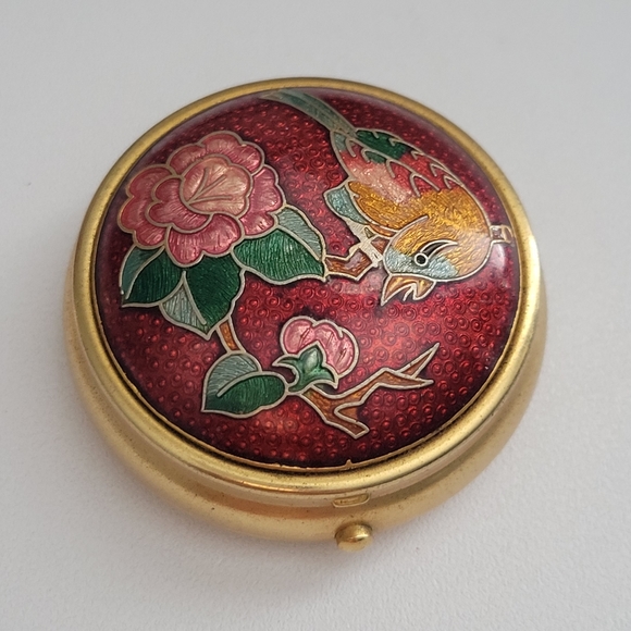 Other | Vintage Cloisonne Bird Flower Enameled Pill Box | Poshmark